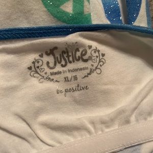 Justice | Shirts & Tops | Justice White With Blue And Green Peace Signs ...